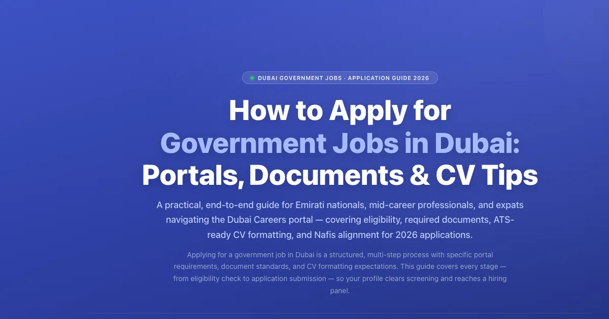 How to Apply for Government Jobs in Dubai 2026: CV Tips
